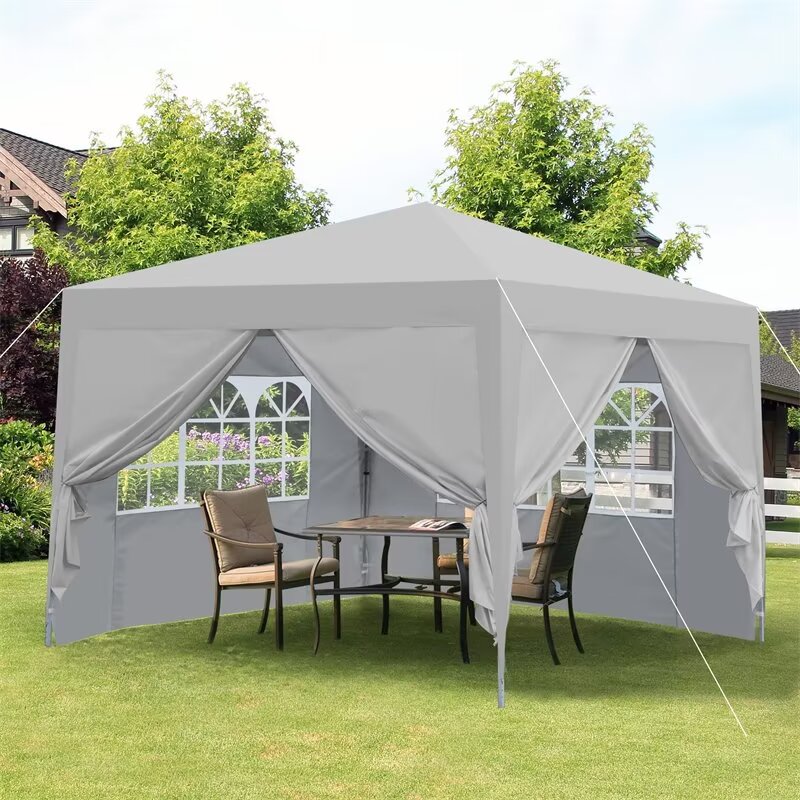 10x10Ft Pop Up Canopy with 4 Removable Sidewalls and Window, Easy Up Commercial-Series Instant ...