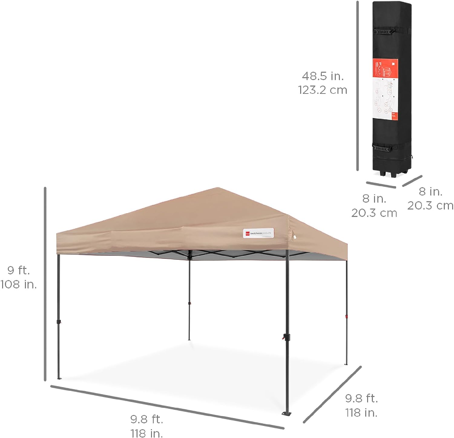 10x10ft 1-Person Setup Pop Up Canopy Tent Instant Portable Shelter w/ 1 ...