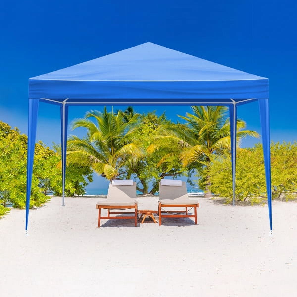 10x10ft Blue 4-Panel Canopy with Powder-Coated Steel & Spiral Tubing ...