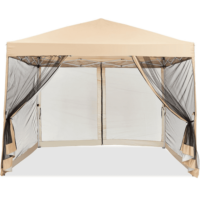 10x10ft Outdoor Pop up Canopy Tents with Mesh Mosquito Netting Side ...