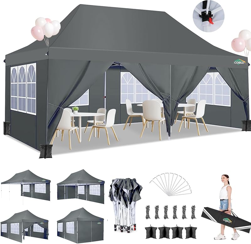 10x10ft Pop Up Canopy with 4 Removable Sidewalls, Easy Up Commercial ...