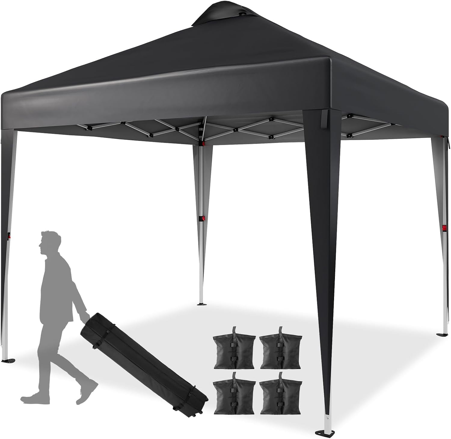 10x10ft Pop Up Canopy Tent, Silver Coated Tarp Beach Tent with Portable ...