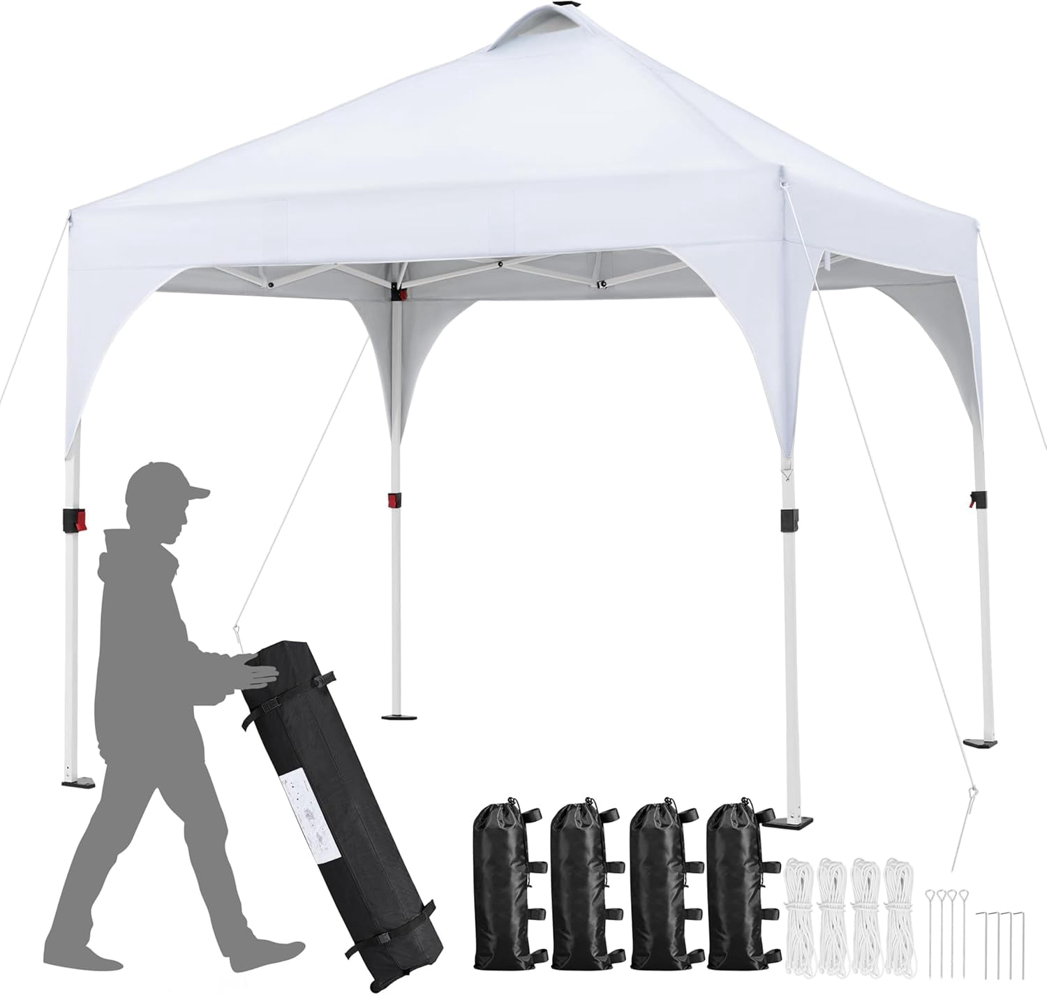 10x10ft Pop-Up Canopy Tent with 17 Solar LED Lights, Outdoor Garden ...