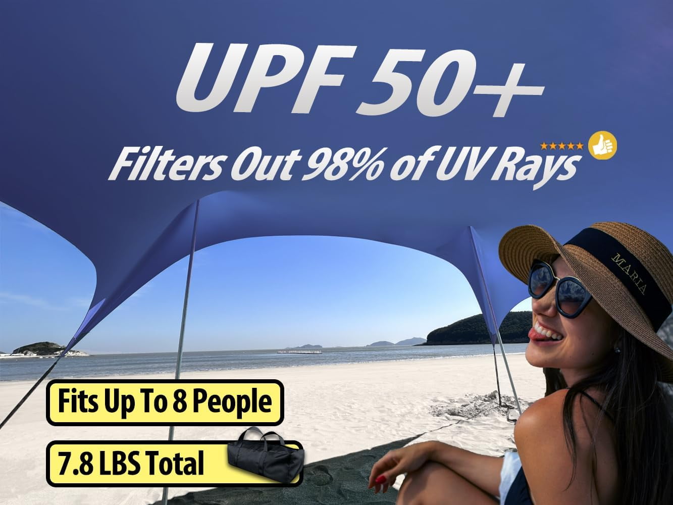 10x10ft UPF50+ Beach Tent Shelter, Windproof Canopy for Camping ...