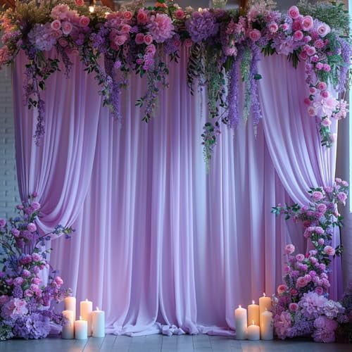10x10ft Wrinkle Free Lavender Backdrop Curtain for Parties Soft Fabric ...