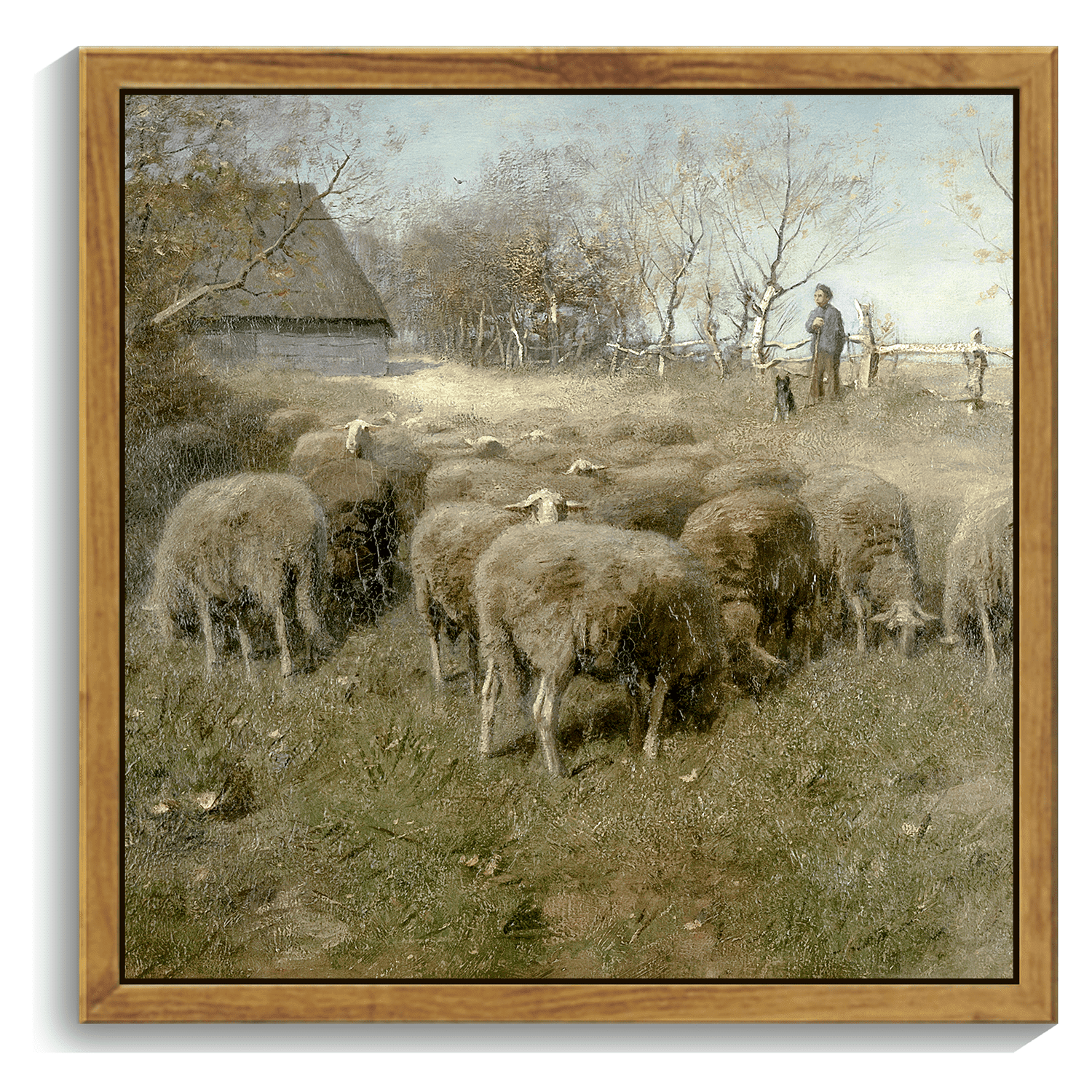 10x10in Natural Framed Farmhouse Shepherd Farm Framed Wall Art Pasture ...