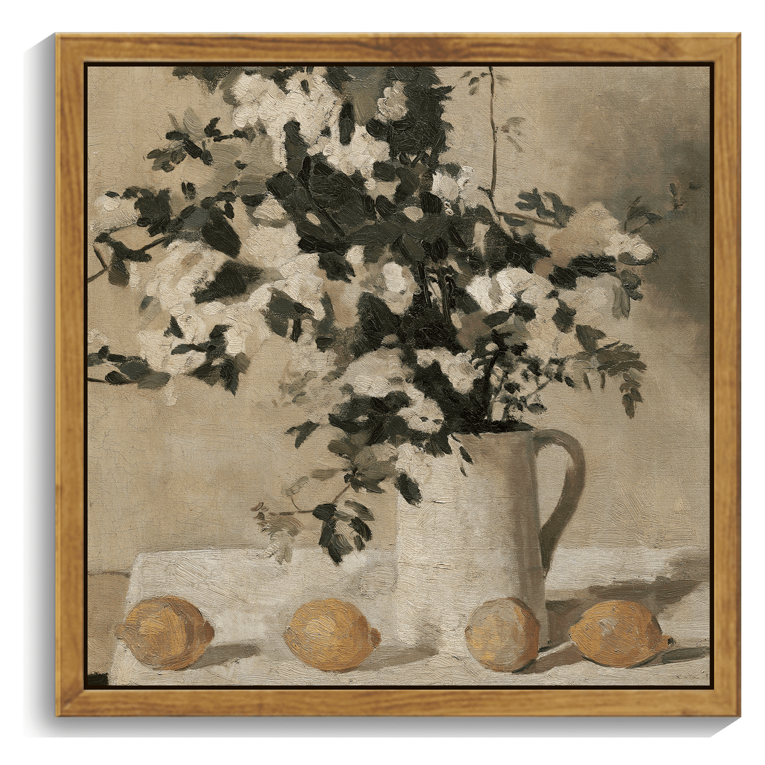 10x10in Natural Framed Flower Framed Wall Art Vintage Classic Retro ...