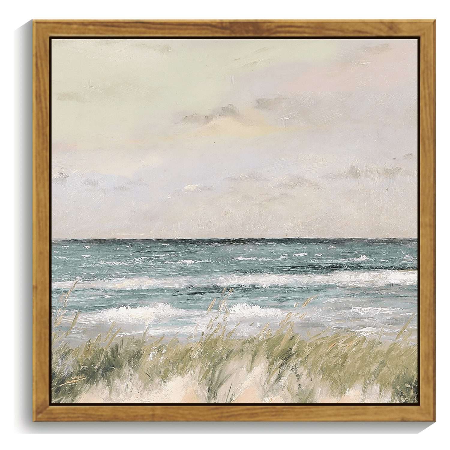 10x10in Natural Framed Landscape Sea Coast Wall Art Coastal Classic ...