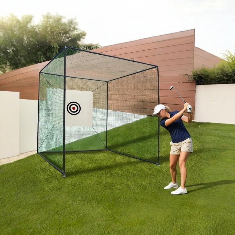 10x10x10FT Golf Practice Net Cage with Heavy Duty Metal Frame,Portable ...