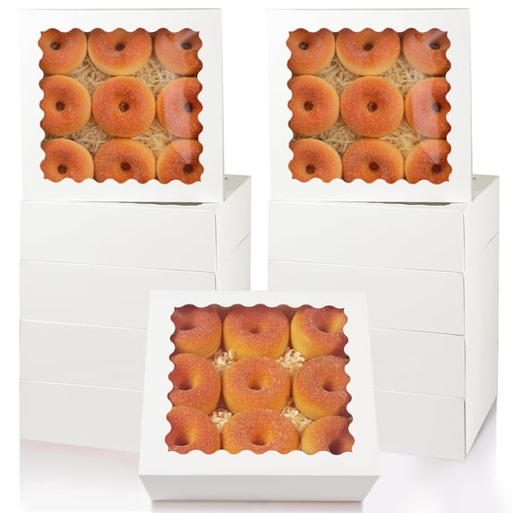 10x10x2.5 Inch White Pie Boxes With Window 12packs Cookie Donut Bakery ...