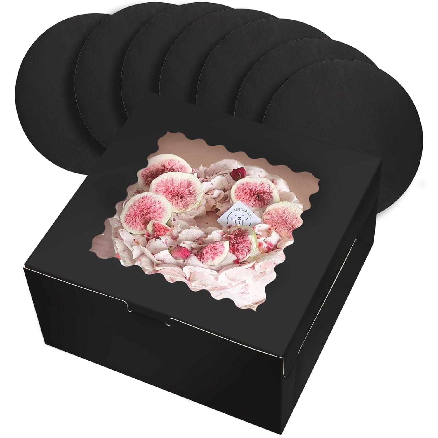 10x10x5 Cake Box, 18 Sets Black Cake Box with Window ＆ 18 Sets 10" Black Cake Round Boards ...