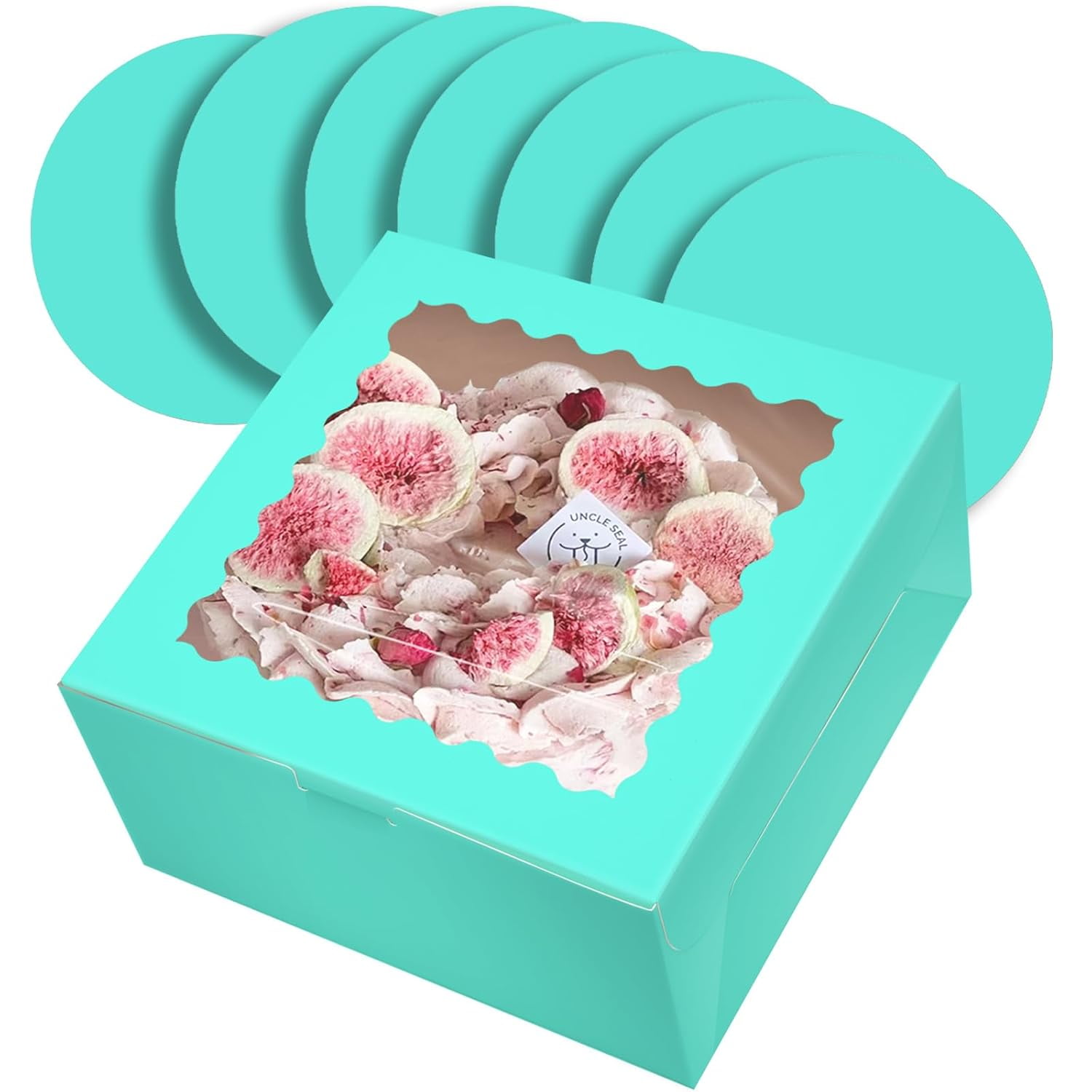 10x10x5 Cake Box, 18 Sets Mint Blue Cake Box with Window \/ 18 Sets 10 ...