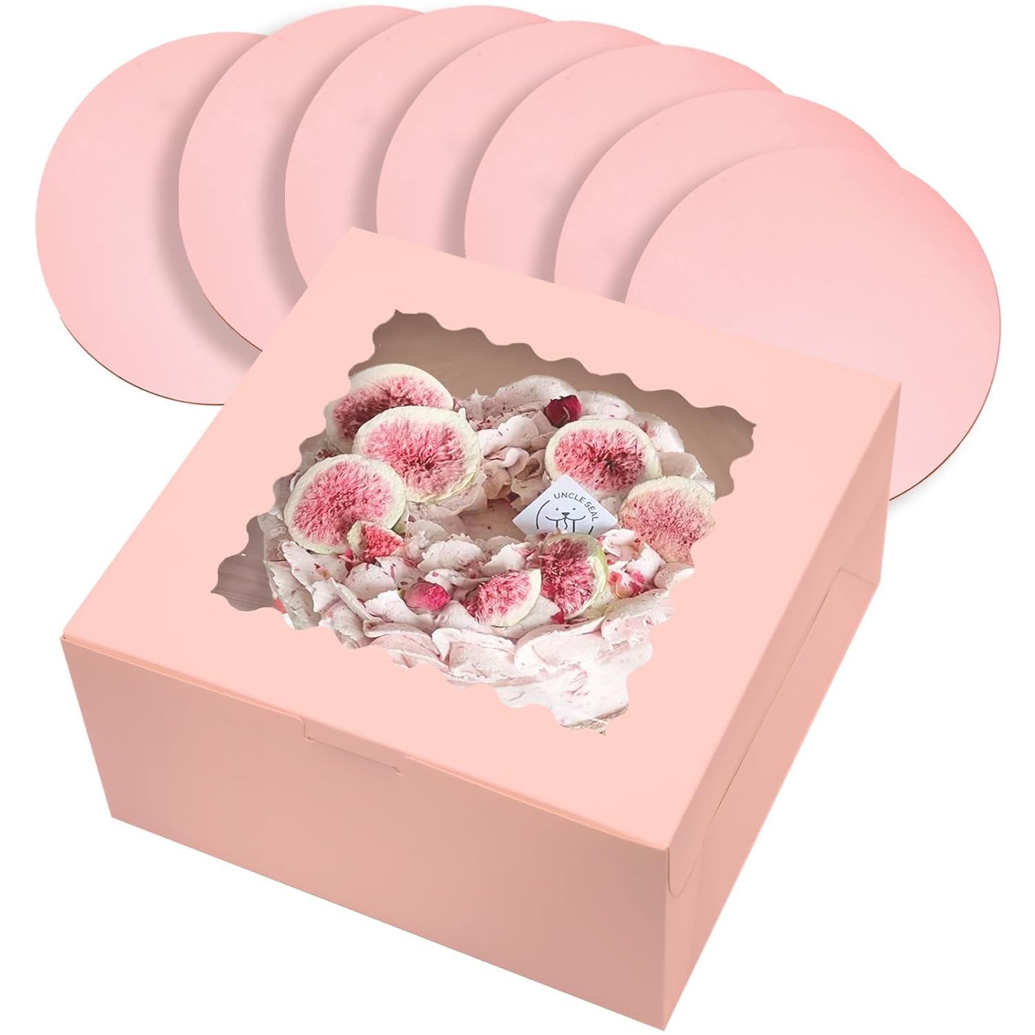 10x10x5 Cake Box, 18 Sets Pink Cake Box with Window \/ 18 Sets 10" Pink ...
