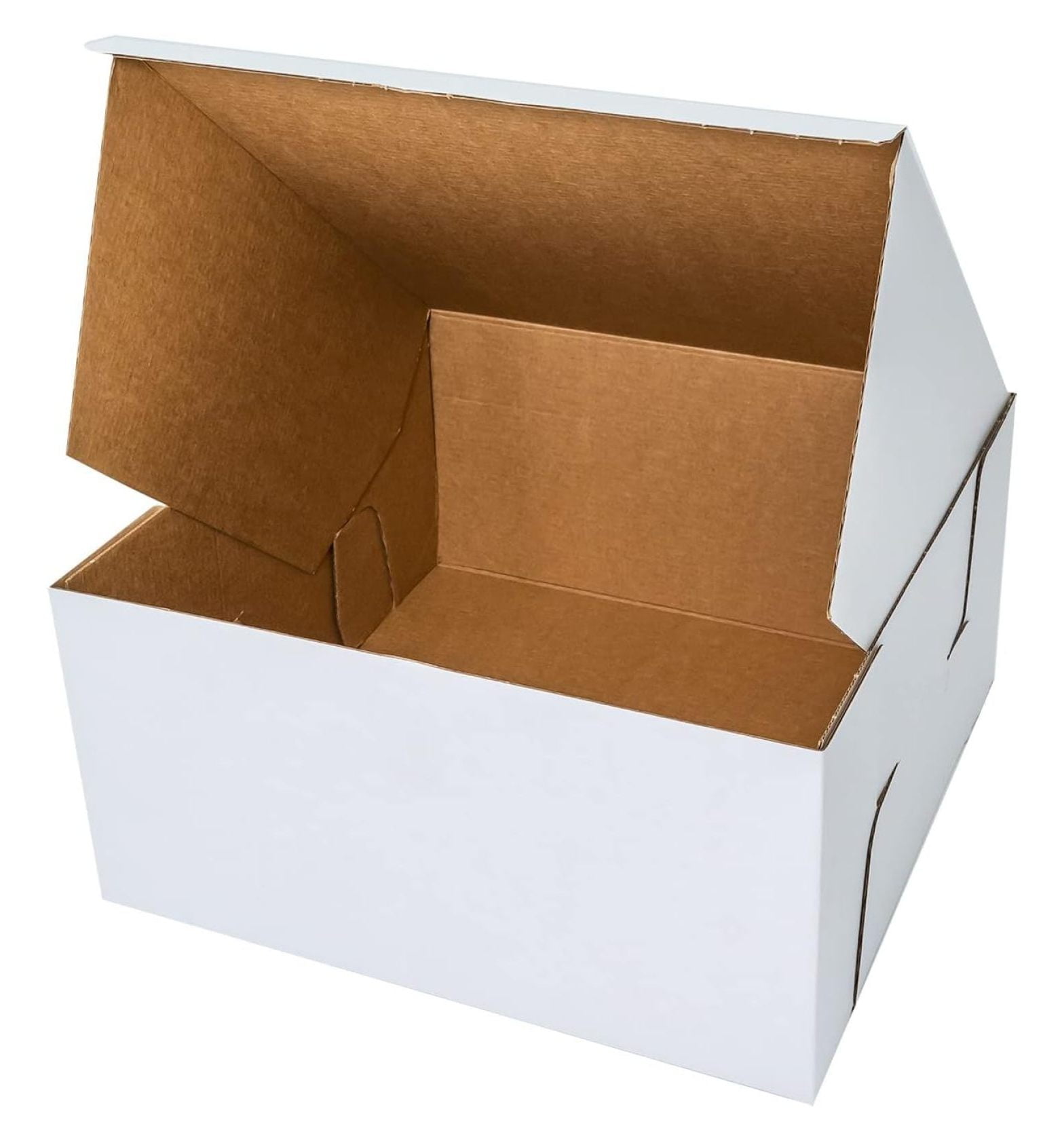 10x10x5 inches Corrugated Heavy-Duty White/Brown Sturdy Cake Boxes (50 ...