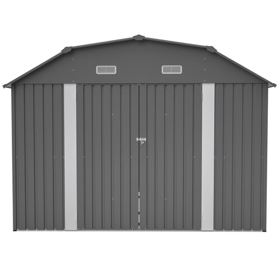 10x12 FT Gray Outdoor Storage Shed, Heavy Duty Rust-Resistant Steel ...