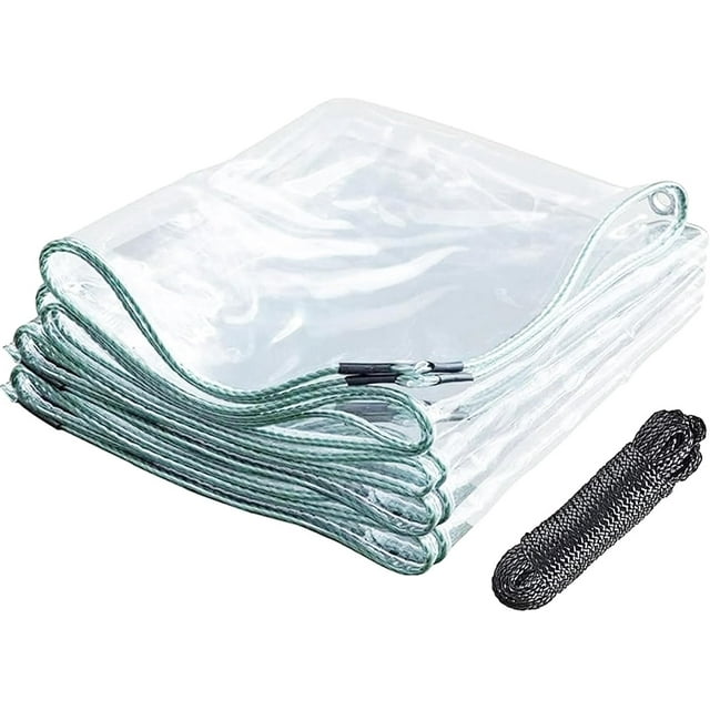 10x12 Feet Clear Tarps Heavy Duty Waterproof with Grommets 420GSM ...