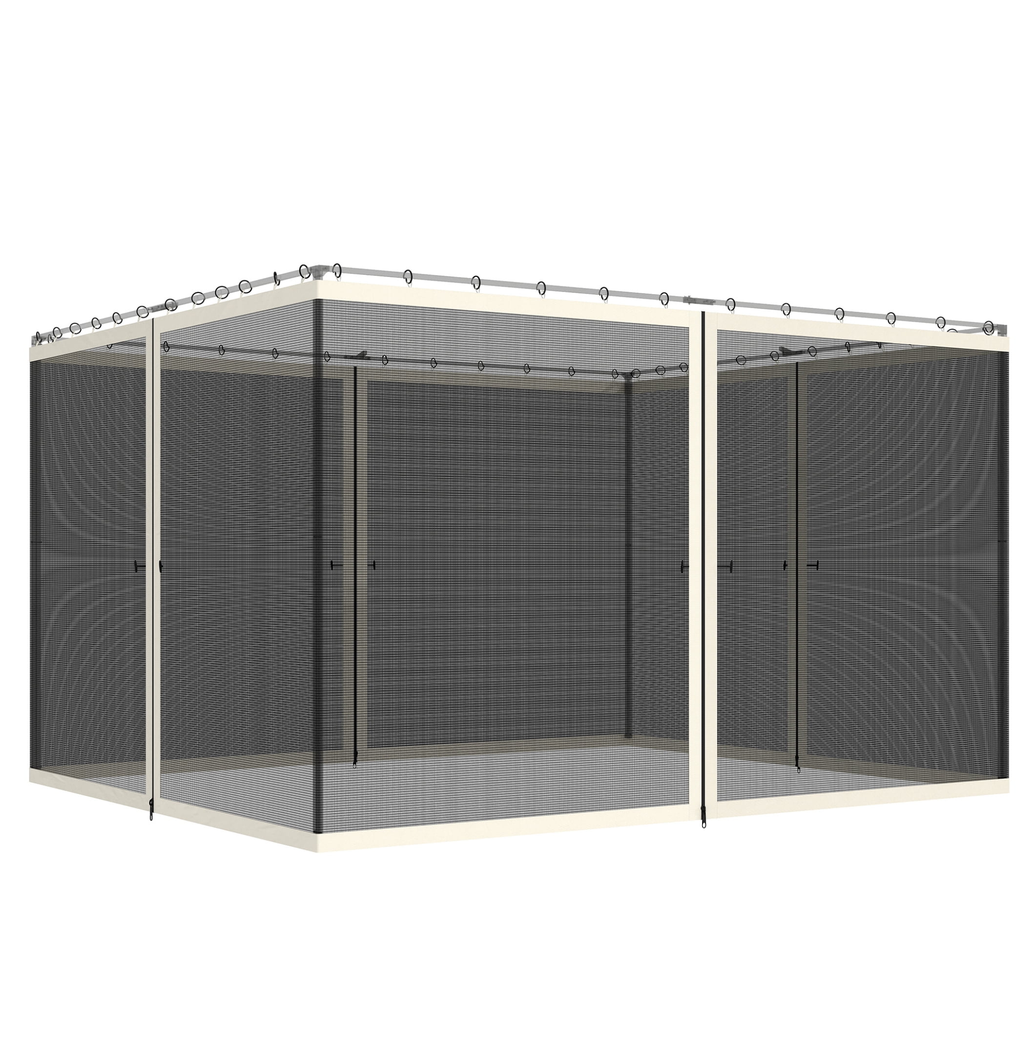 10x12 Gazebo Sidewall Netting Replacement - Cream Mesh with Zippers - 4 ...