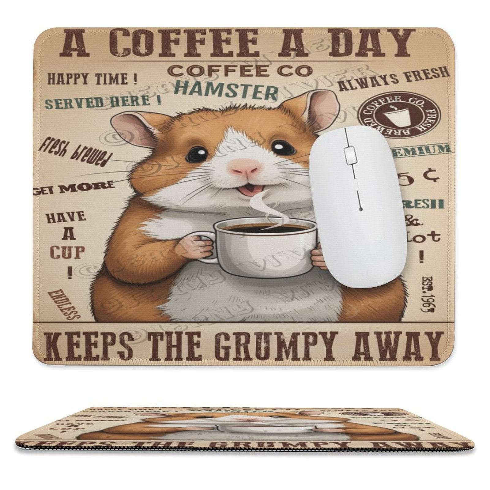 10x12 IN Mouse Pad - Cute Hamster Design, Comfortable and Washable ...