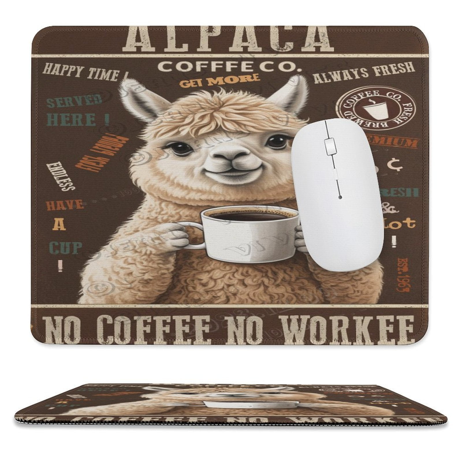 10x12 IN Mouse Pad - Fun Alpaca Design, Portable and Comfortable ...