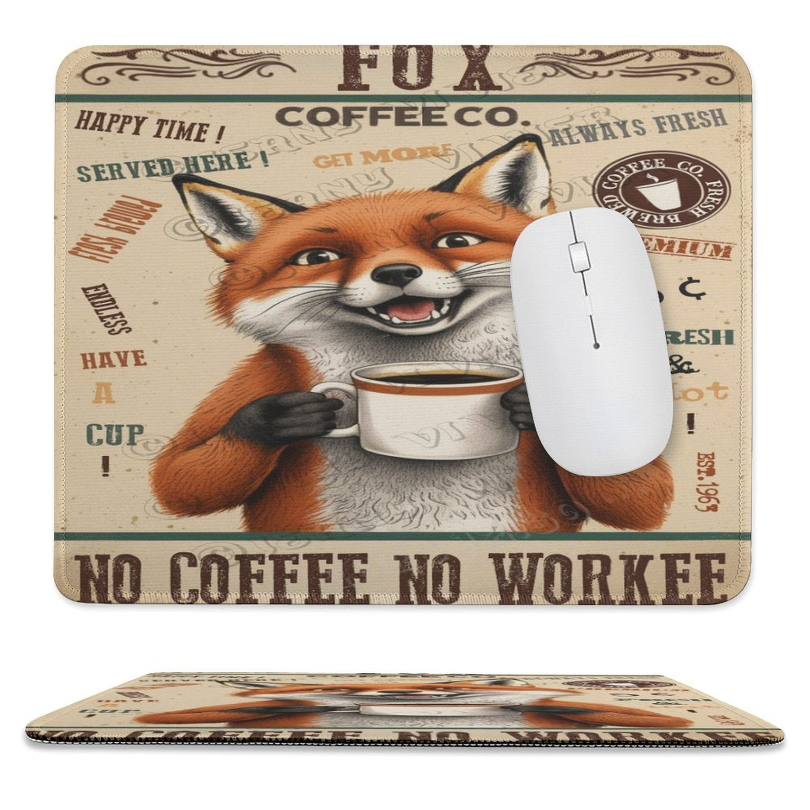 10x12 IN Mouse Pad - Fun Fox Design, Portable and Comfortable, Perfect ...