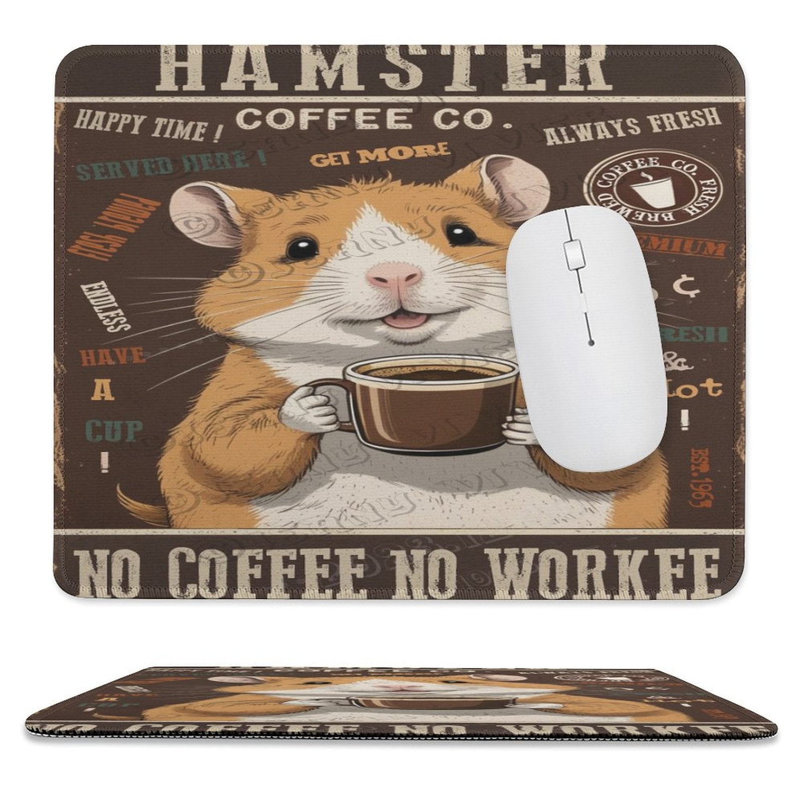 10x12 IN Mouse Pad - Fun Hamster Design, Portable and Comfortable ...