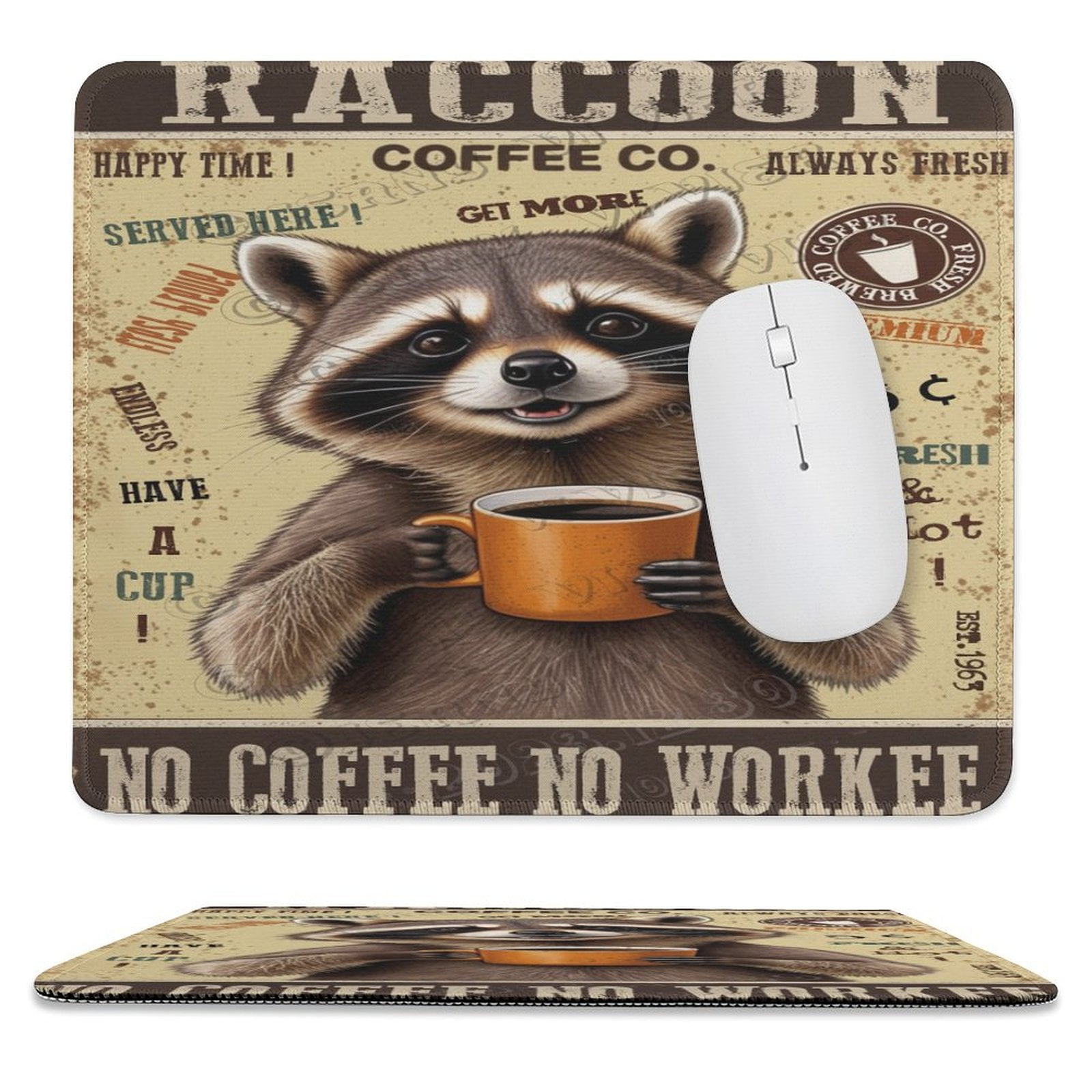 10x12 IN Mouse Pad - Fun Raccoon Design, Portable and Comfortable ...