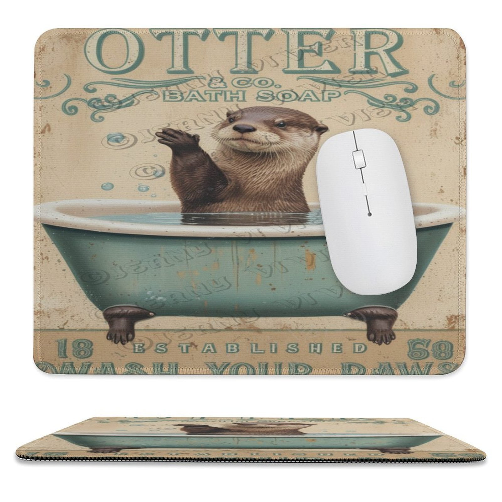 10x12 IN Mouse Pad - Otter Wash Your Paws, Comfortable and Portable ...