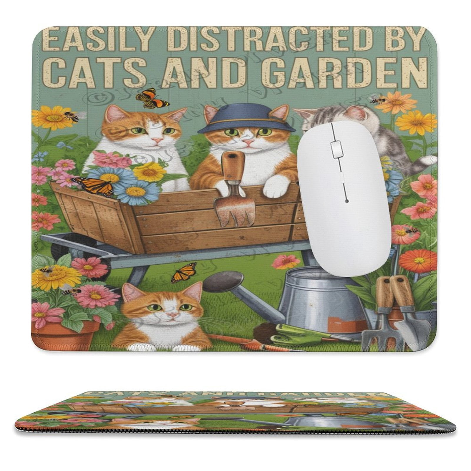 10x12 Mouse Pad - Cute Cats in Garden, Non-Slip for Computer and Gaming ...