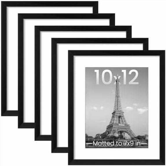 10x12 Picture Frame Set of 5, Display Pictures 7x9 with Mat or 10x12 ...
