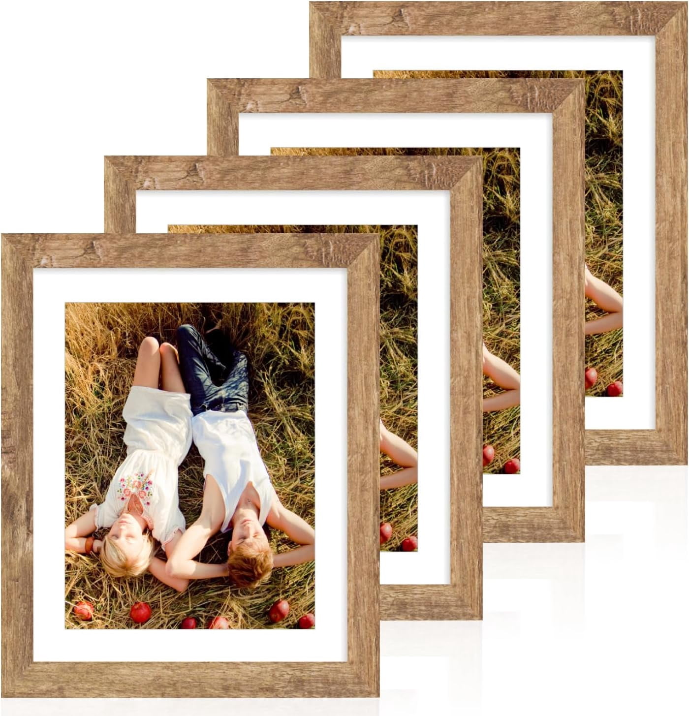 10x12 Picture Frame with Mat 8x10 - High Definition Real Glass Wooden ...