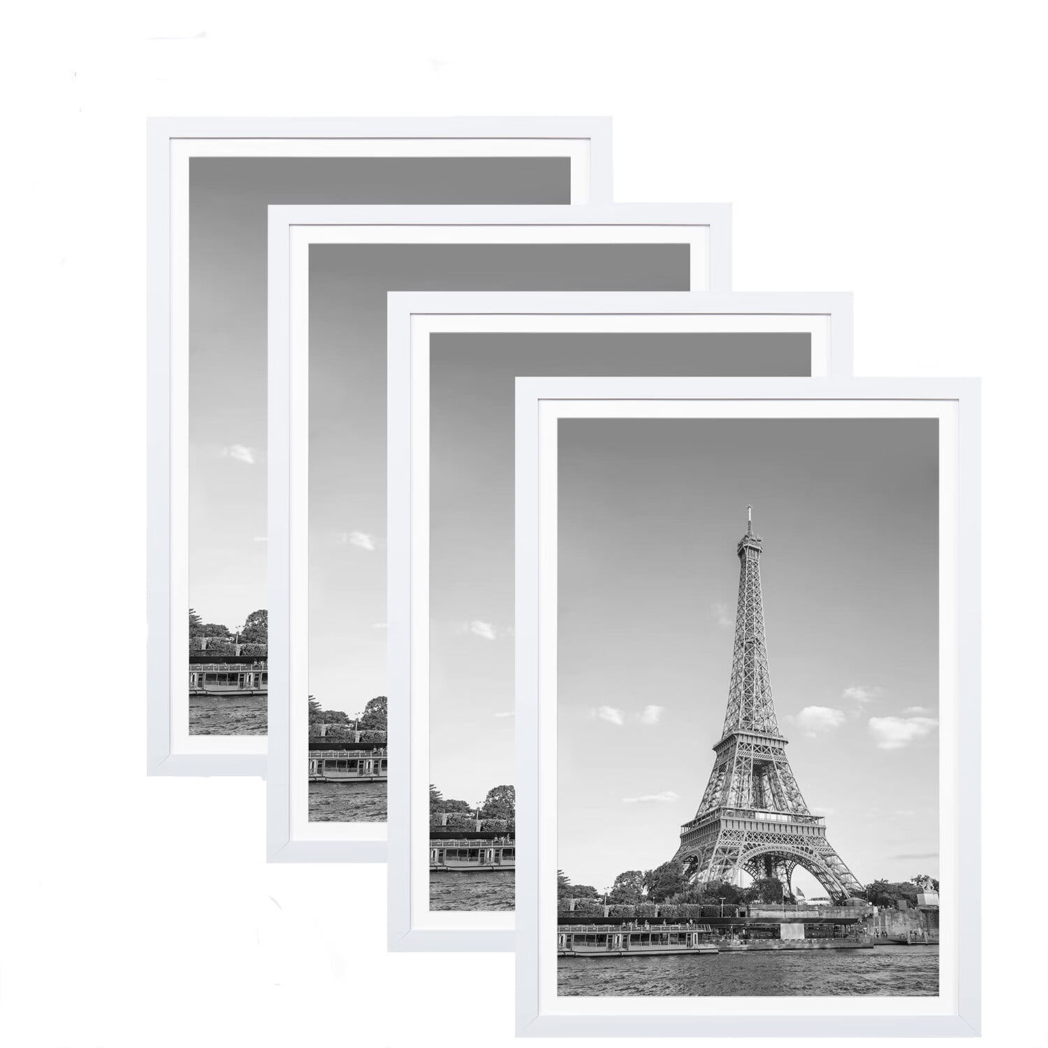 10x12 Picture Frames White Set of 4 , Photo Frames with Real Glass 7x9 ...