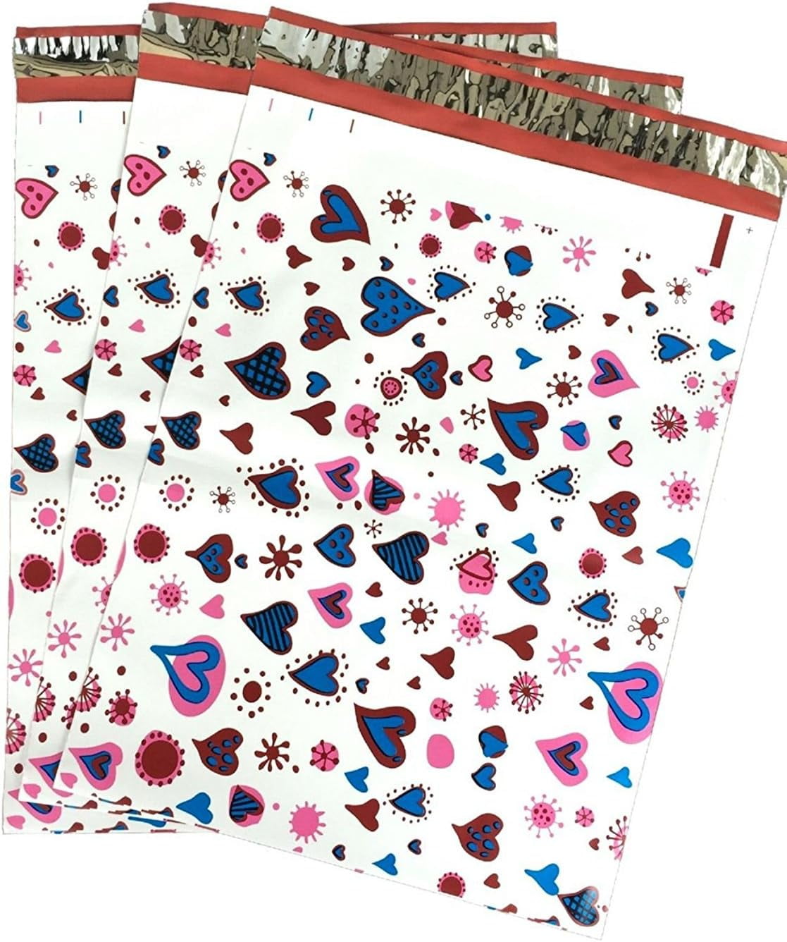 10x13 (1000) Blue Pink Hearts Designer Poly Mailers Shipping Envelopes ...