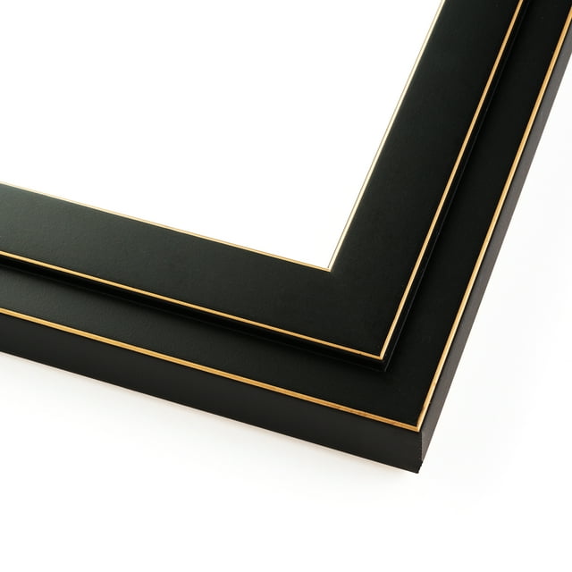 10x13 Black Two-Step Wood Frame w/ a Yellow Accent - 'Pinstripe' Thin ...