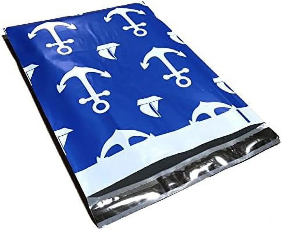 10x13 - Blue Navy Anchor Nautical Designer Printed Poly Mailers ...