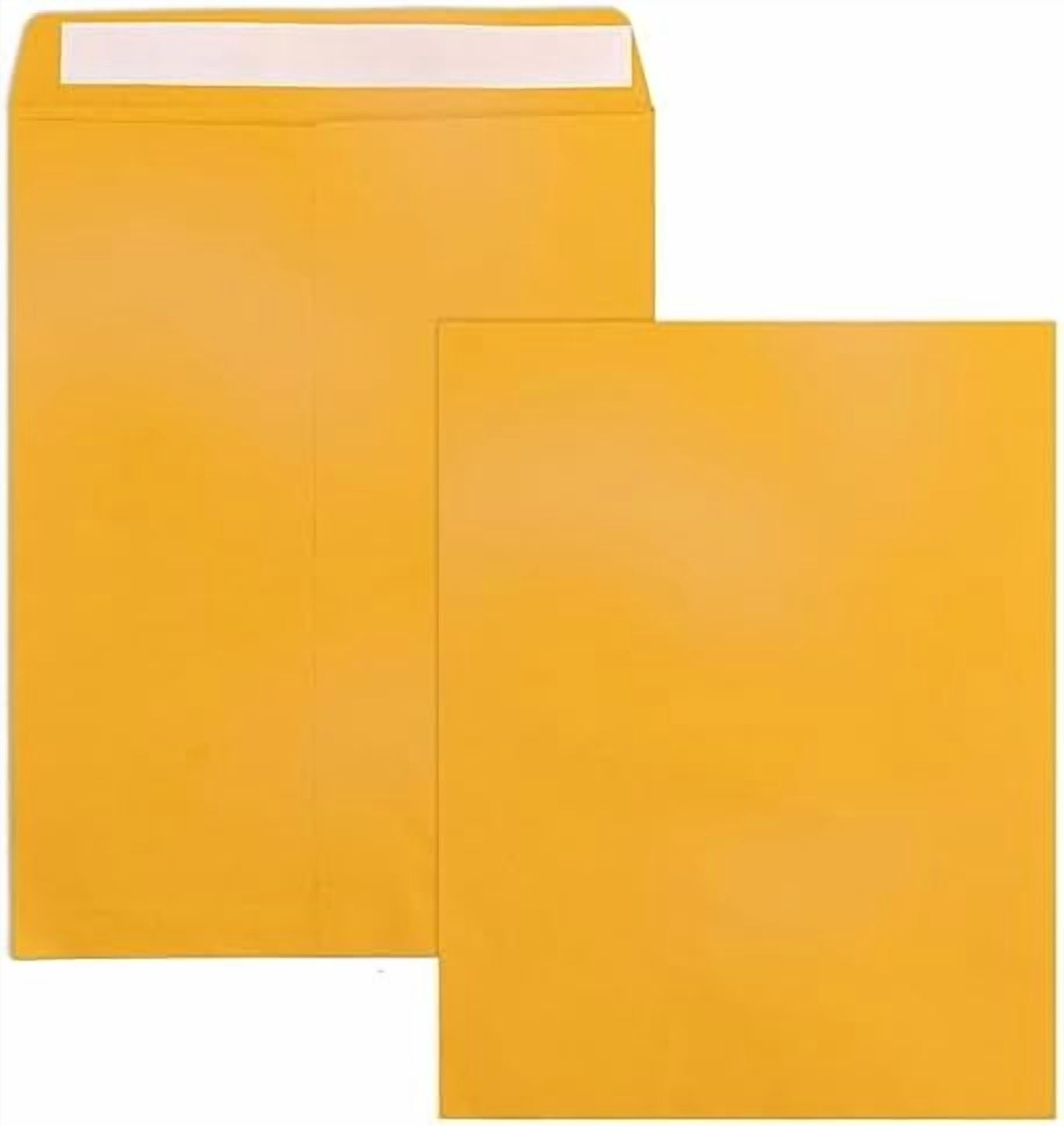 10x13 Catalog Envelopes Self Seal 100 Pack, 100GSM Paper Yellow Brown ...