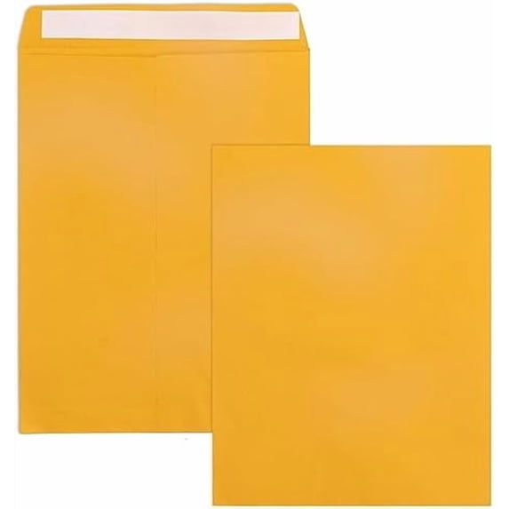 10x13 Catalog Envelopes Self Seal 100 Pack, 100GSM Paper Yellow Brown ...