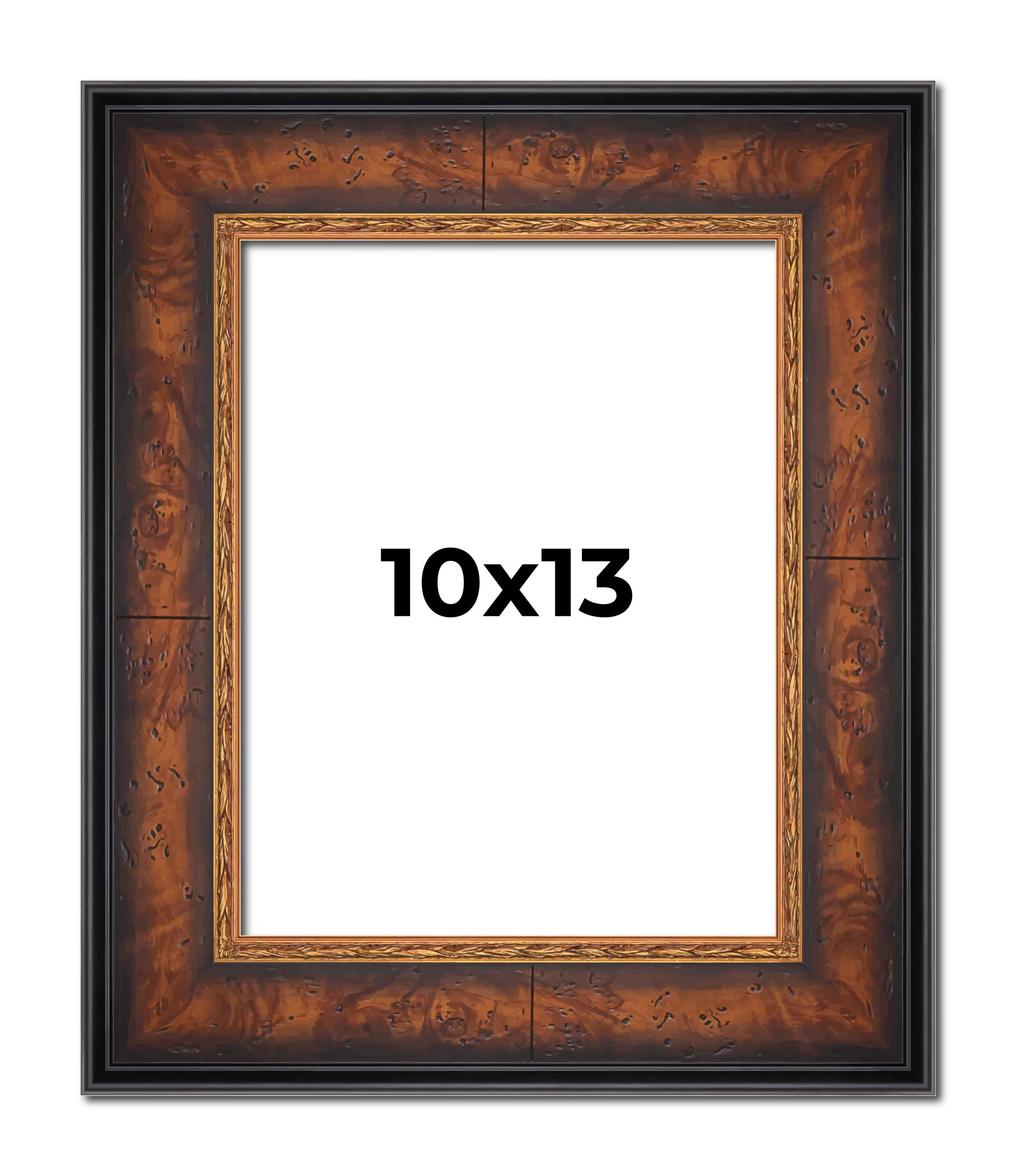 10x13 Frame Brown Walnut Gold Ornate Trim Solid Wood Plein Air Picture ...