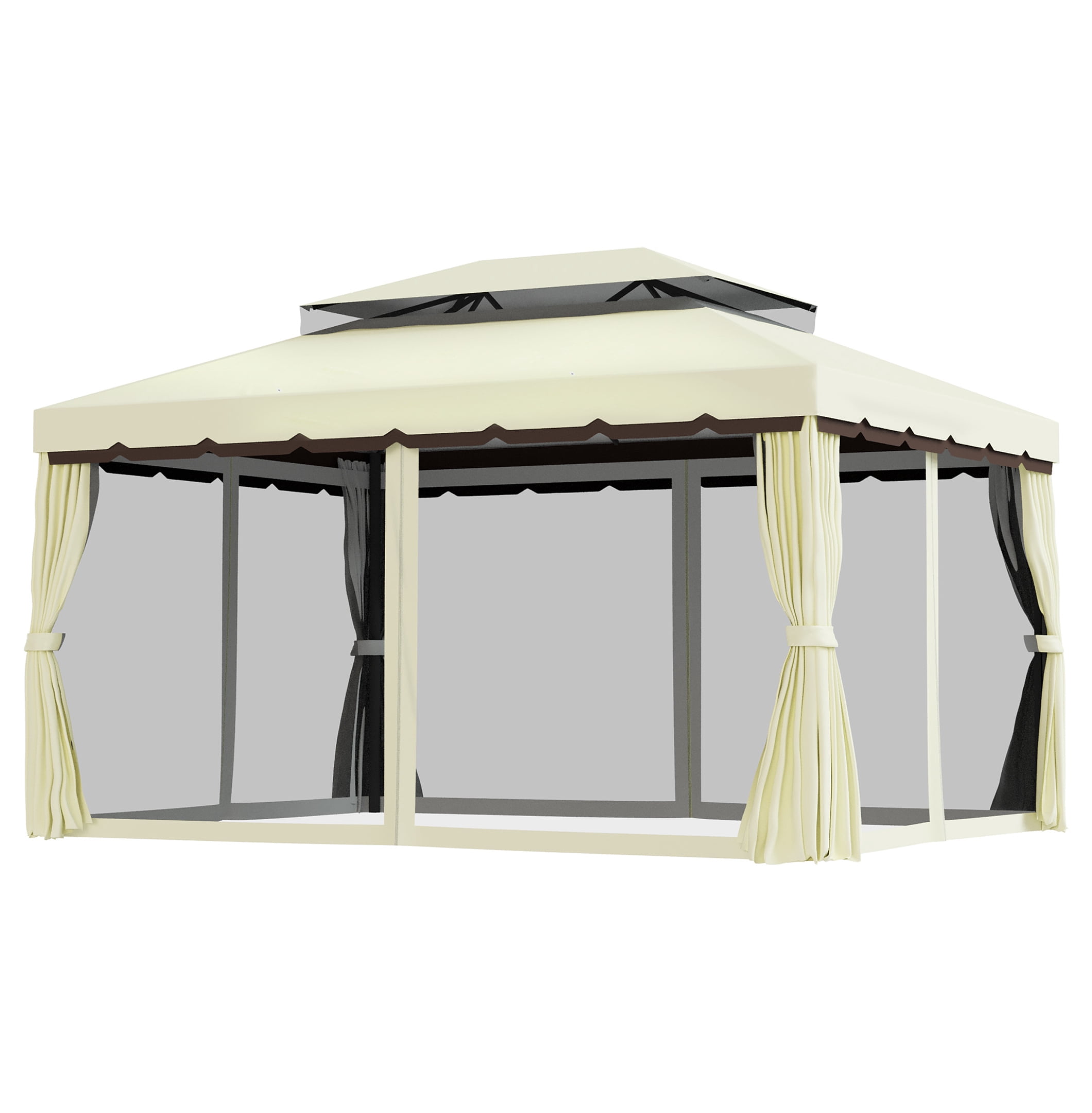 10x13 Patio Gazebo, Aluminum Frame Canopy Shelter with Netting ...