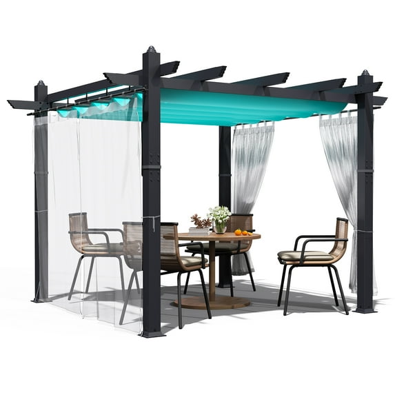 10x13 ft Aluminum Pergola, Metal Gazebo with Adjustable Canopy ...