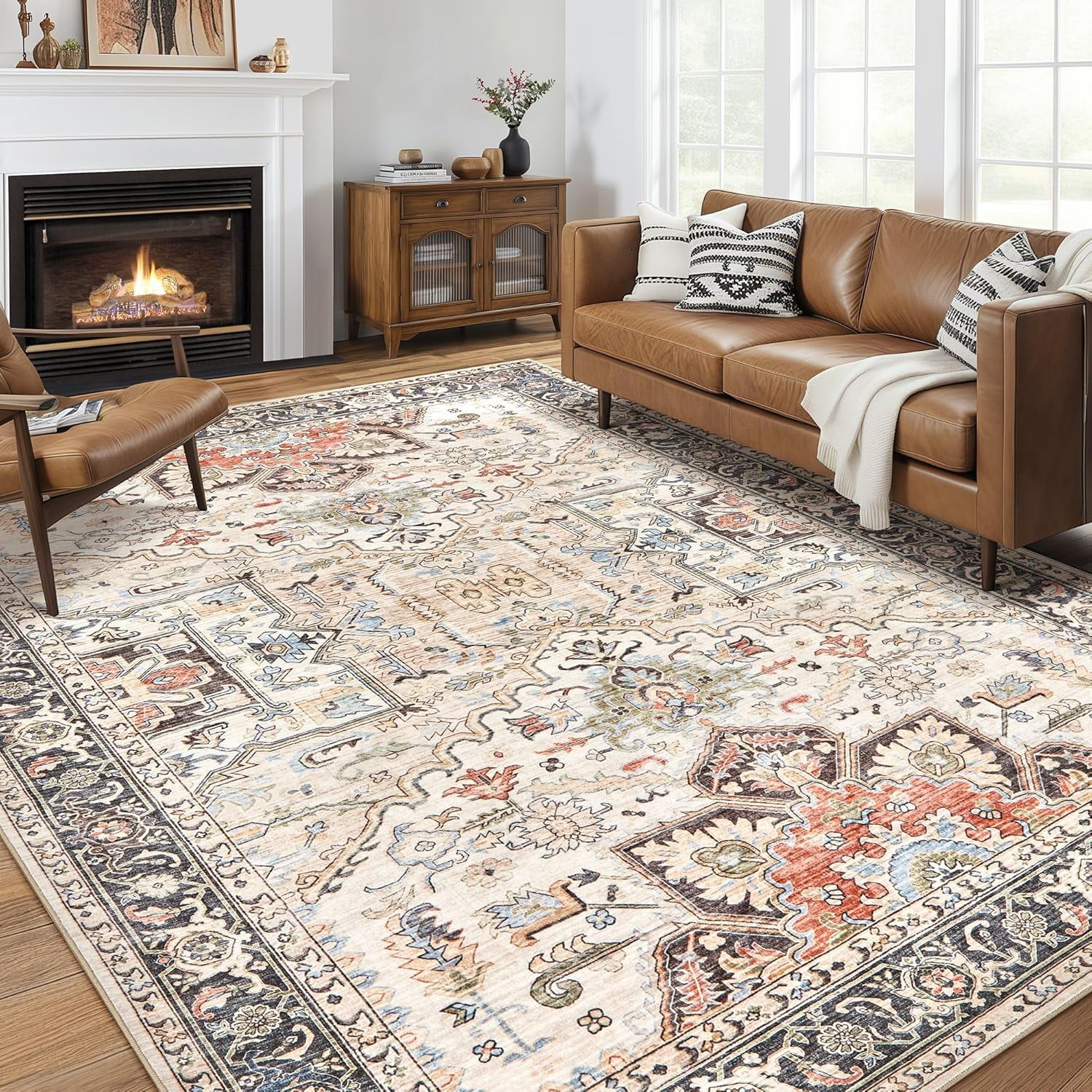 10x14 Area Rug Living Room Rugs -Soft Machine Washable Oriental Vintage ...