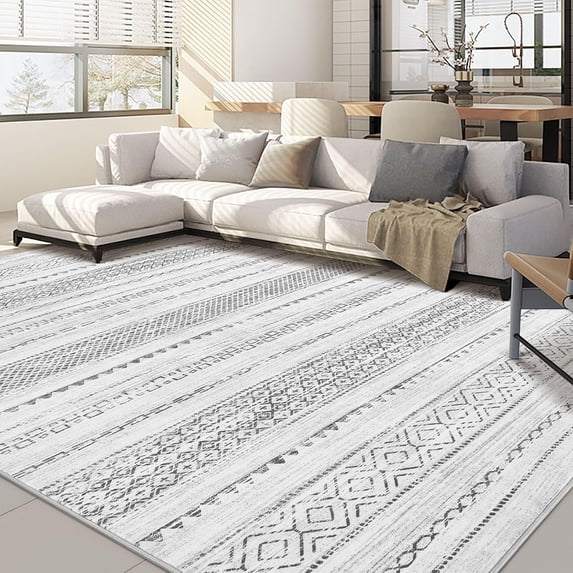 10x14 Area Rugs Living Room: Washable Boho Large Neutral Modern Soft ...