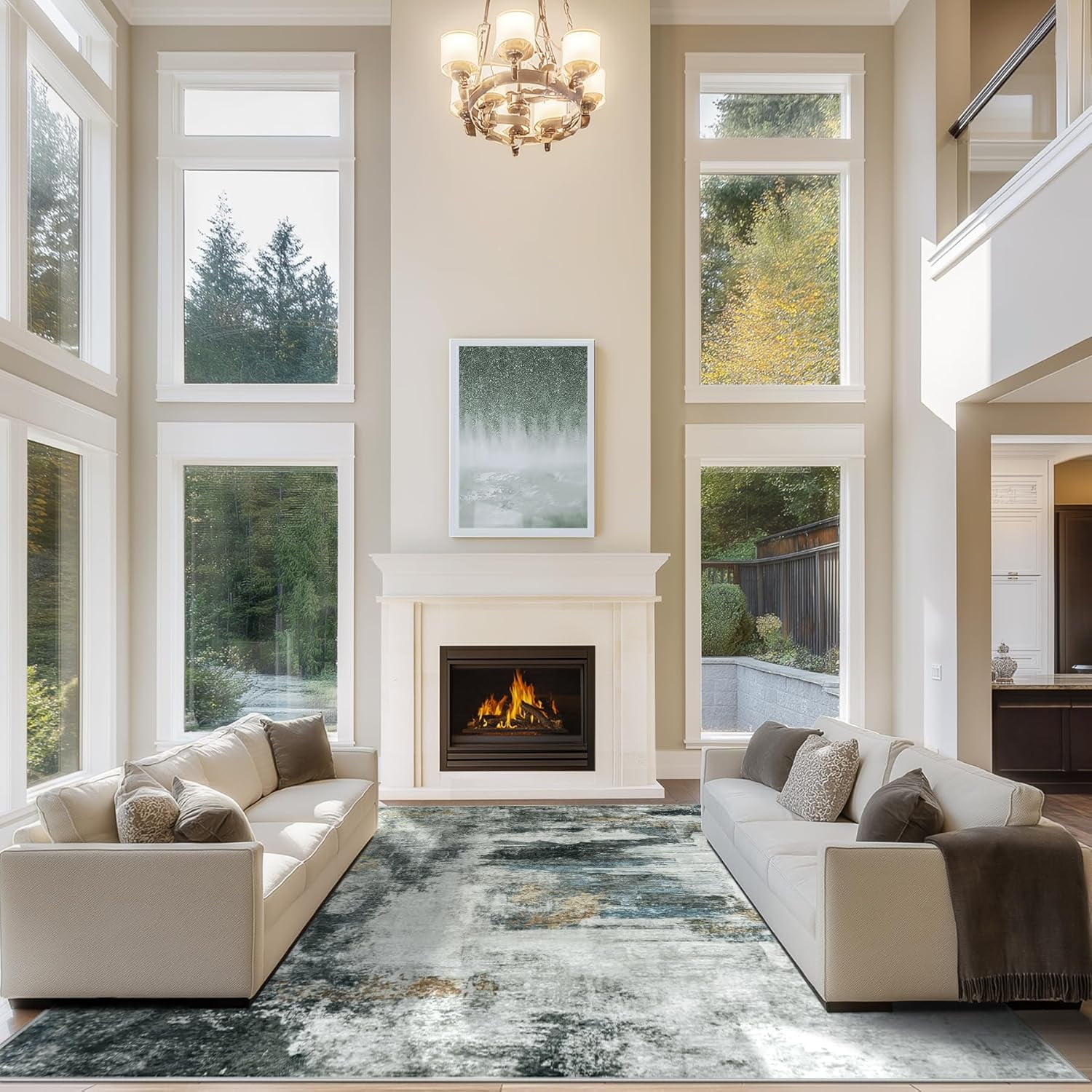 10x14 Area Rugs for Living Room Rug Washable: Abstract Large Rug Indoor ...