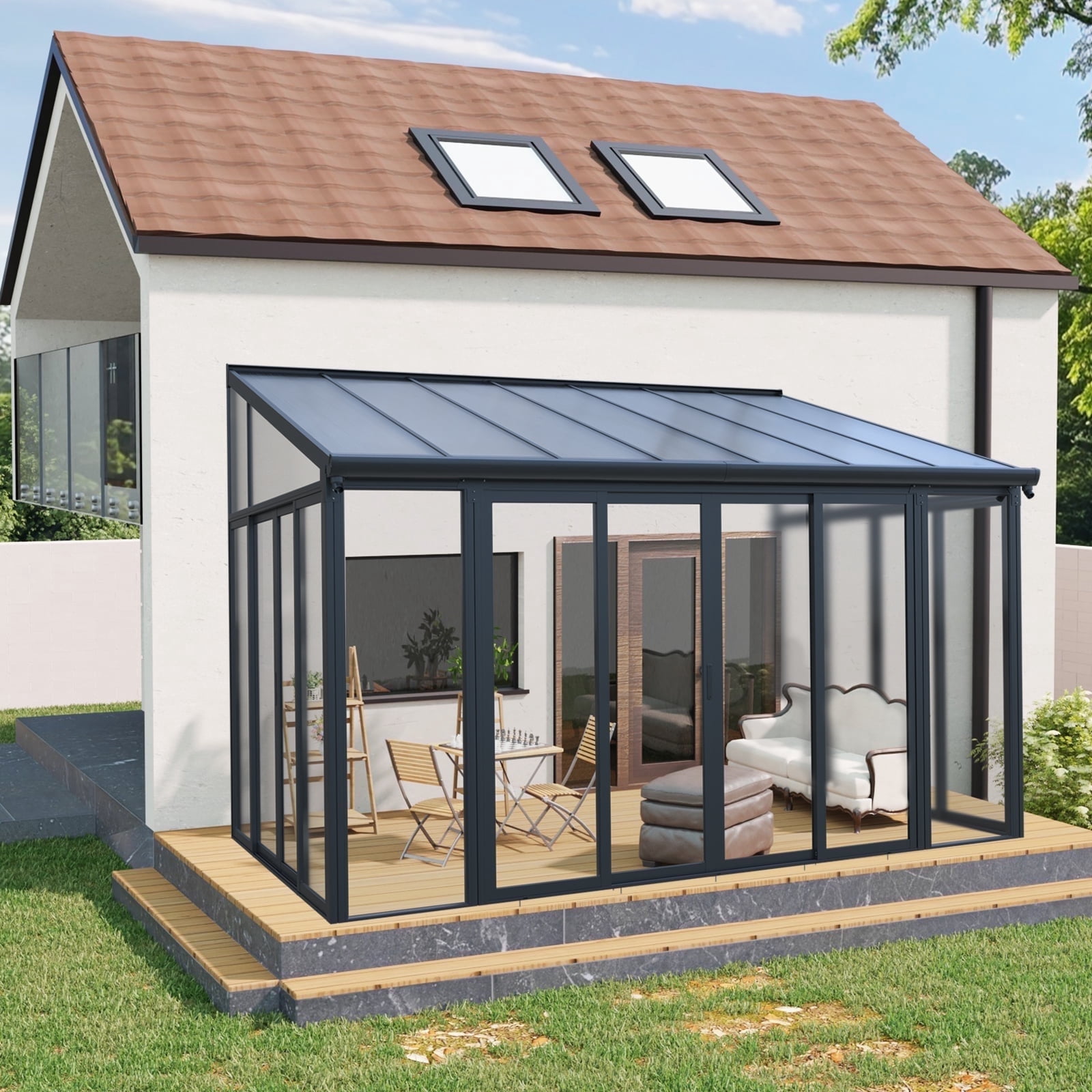 10x14 FT Hardtop Gazebo Outdoor Aluminum Pergola with 3 Lockable ...