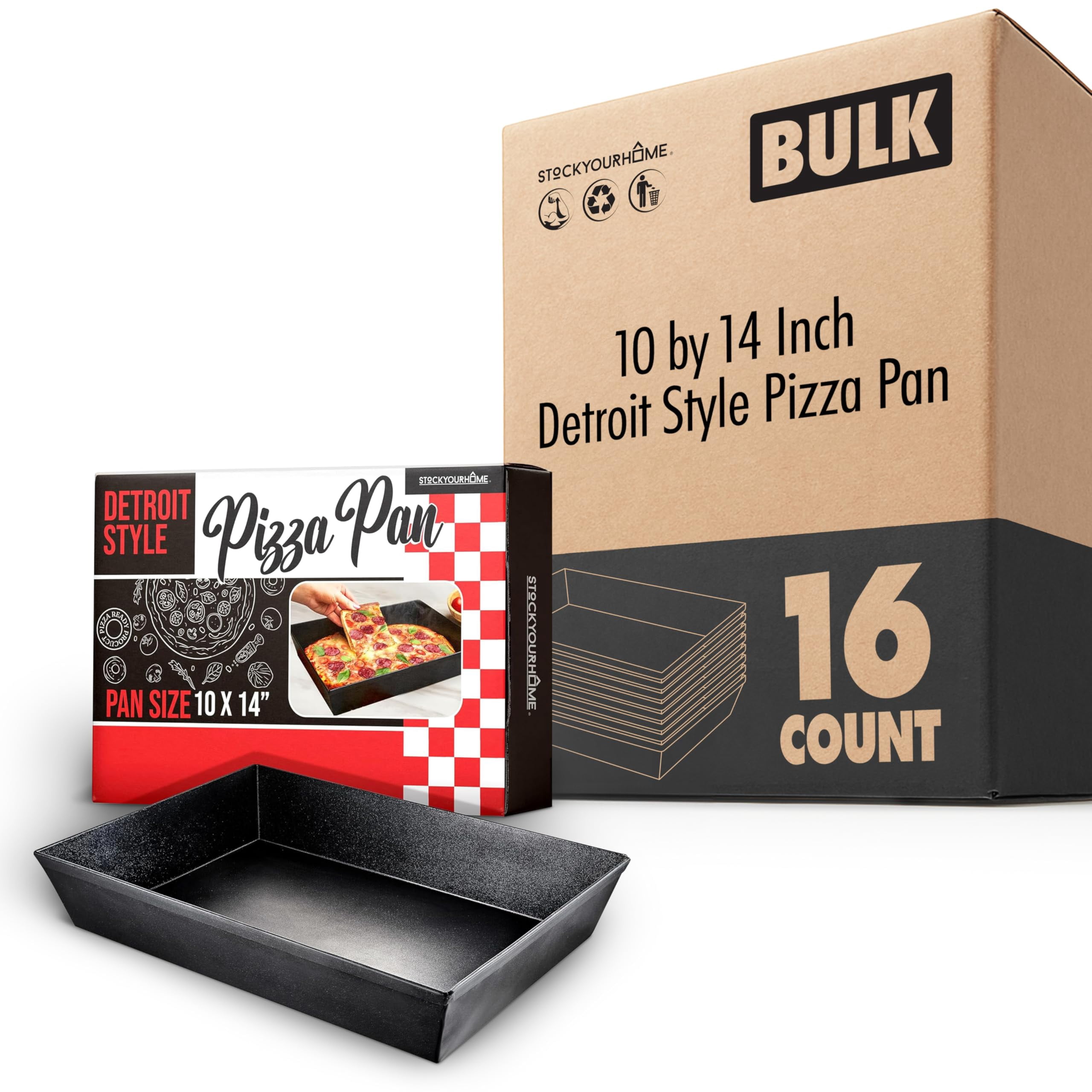 10x14 Nonstick Detroit Style Pizza Pan (16 Count) – Deep Dish Aluminum ...