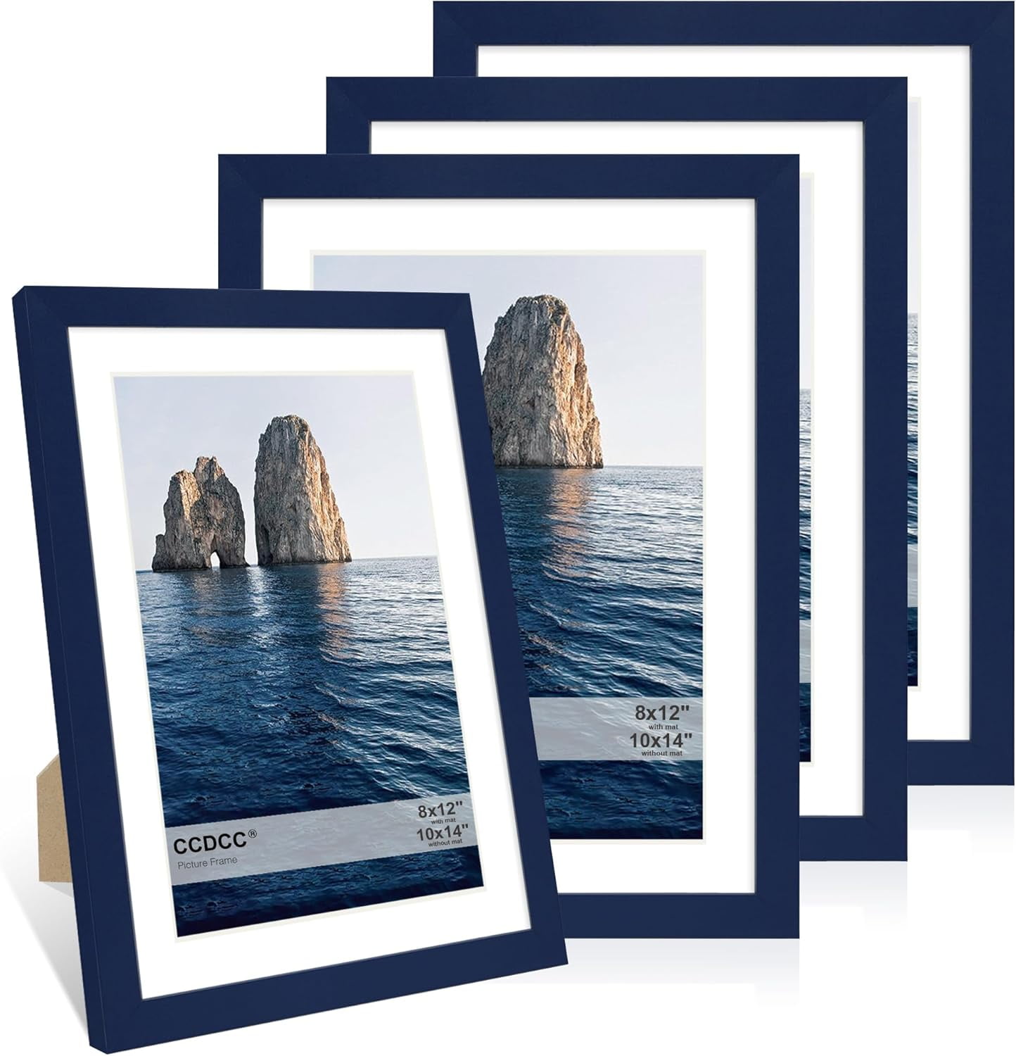 10x14 Picture Frame Set of 4, 10 x 14 Wood Photo Frames with Mat for ...