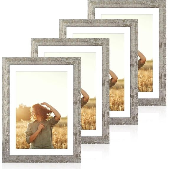 10x14 Picture Frame Set of 4 with Tempered Glass, Distressed Moss Green ...