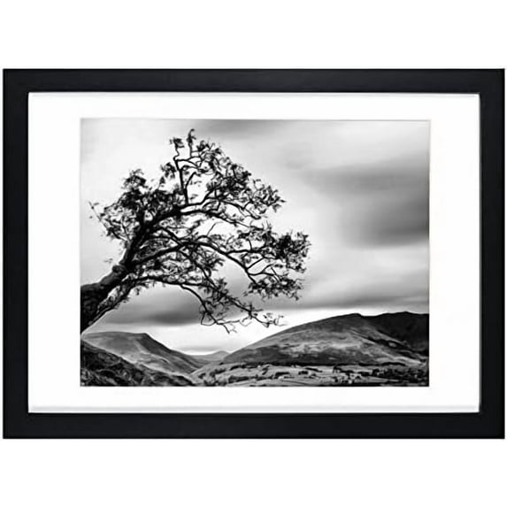 10x14 Picture Frames Black, Solid Wood Display Pictures 8.5x11 with Mat ...