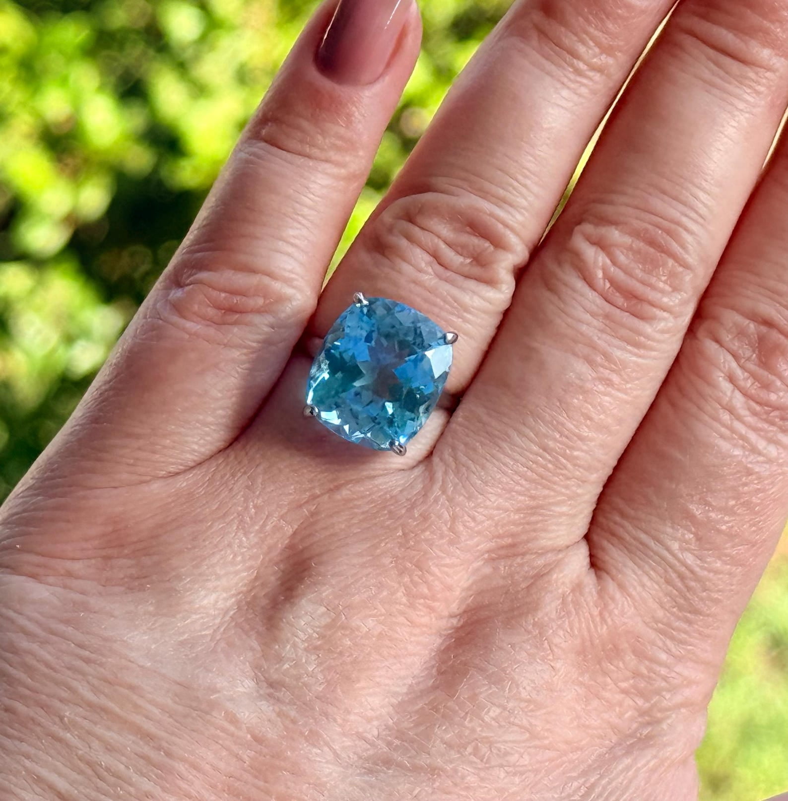 10x14 mm Cushion Cut Sky Blue Topaz Ring, 925 Silver Engagement Ring ...