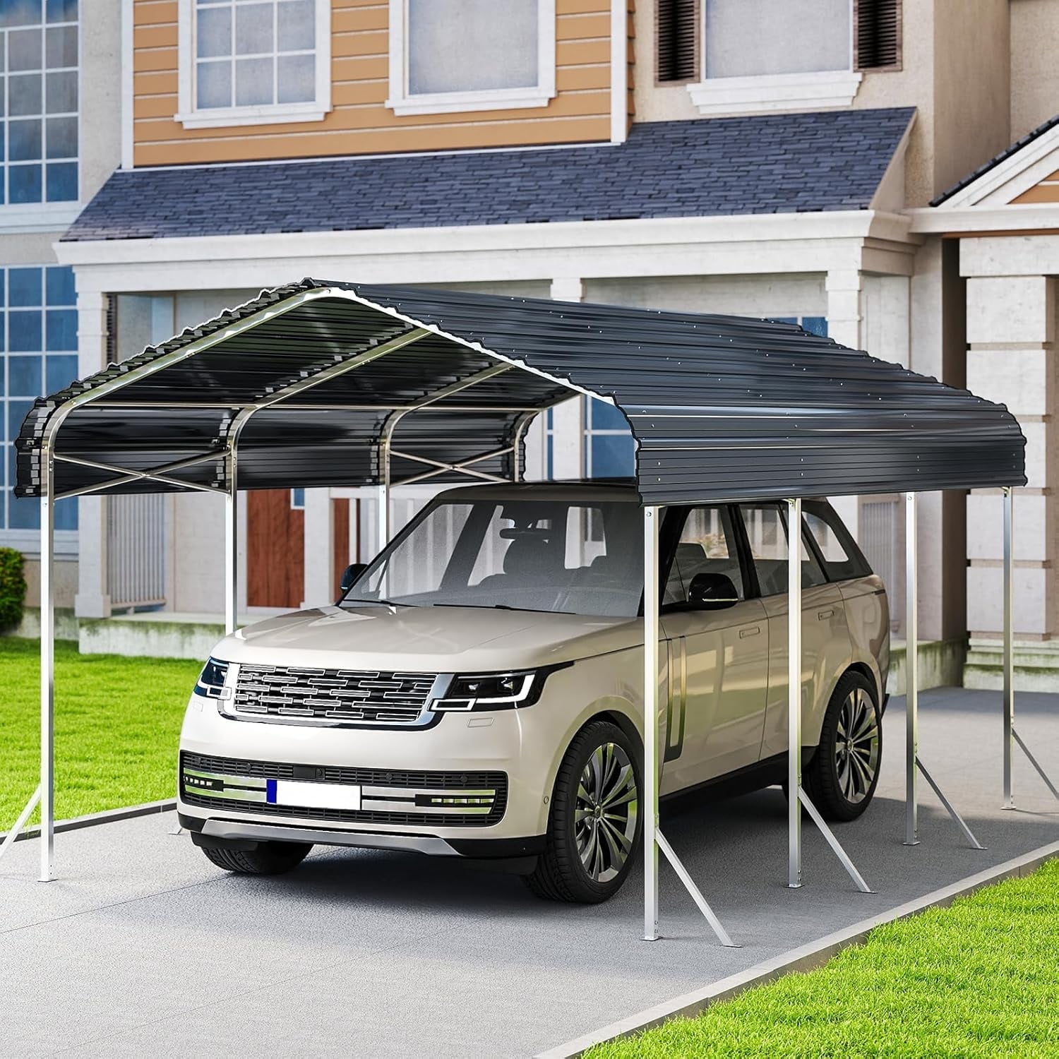 TIME RAY 10x15 Ft Carport, Heavy Duty Metal Car Port, All-Weather ...