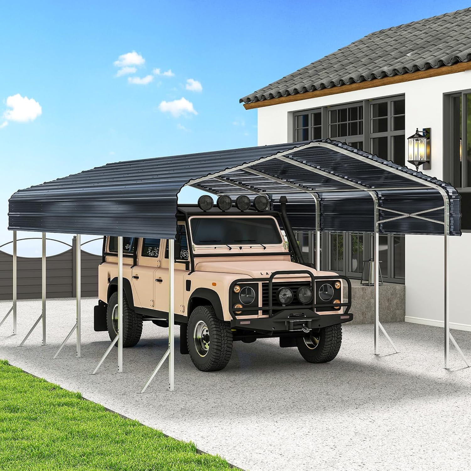 10x15' Heavy Duty Metal Carport Sturdy Structure, All Weather ...